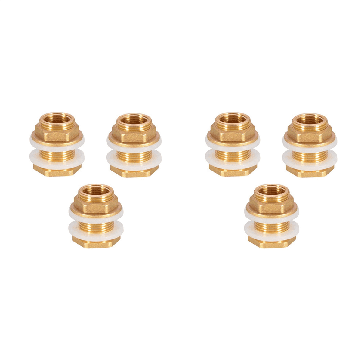 Solid Brass Bulkhead Fitting,6Sets 1/2in Female 3/4in Male Solid Brass ...