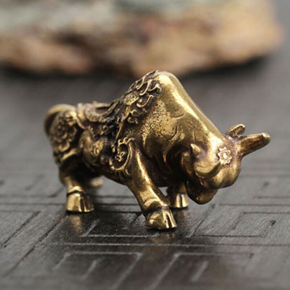 Solid Brass Bull Figurine Small Bull Statue House Ornament Animal ...