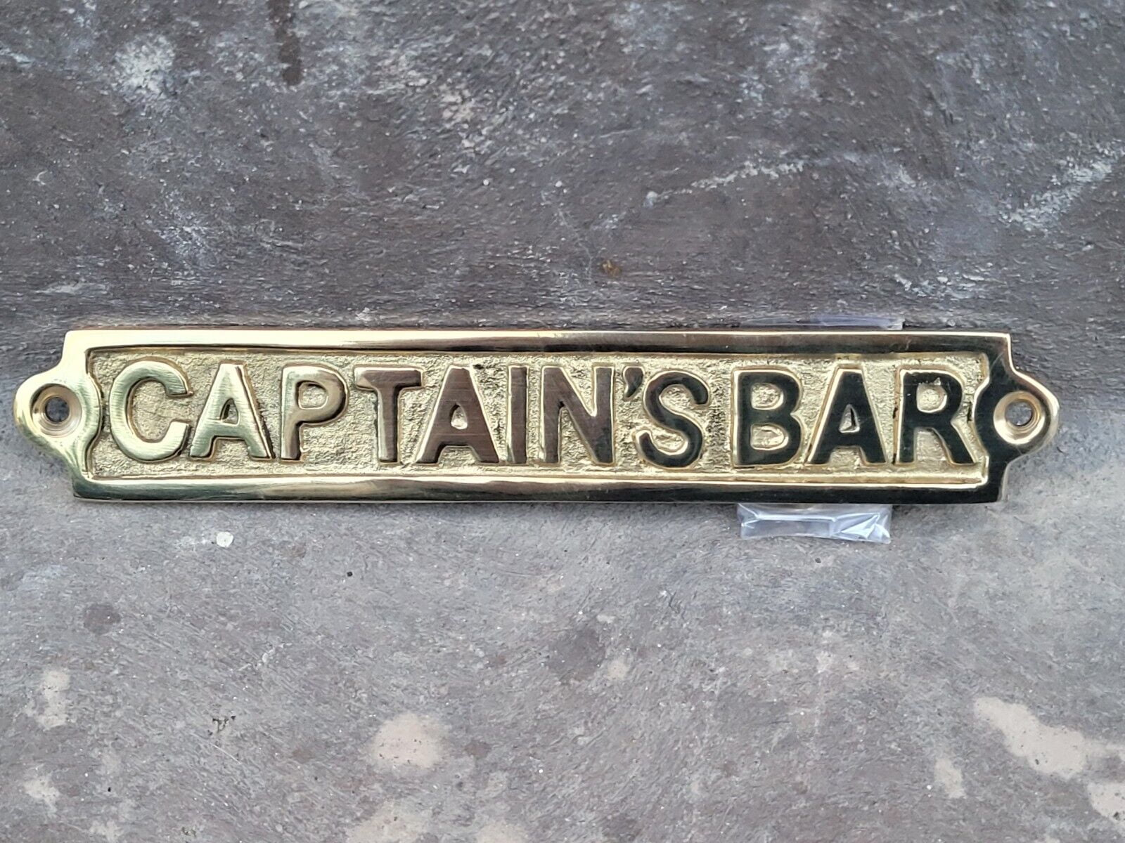 Solid Brass Captains Bar Wall Plaque Sign Nautical Beach House Boat ...