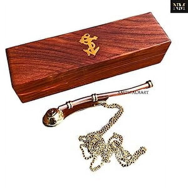 Solid Brass/Copper Boatswain (Bosun) Whistle with Wooden Box, 5", Brass ...