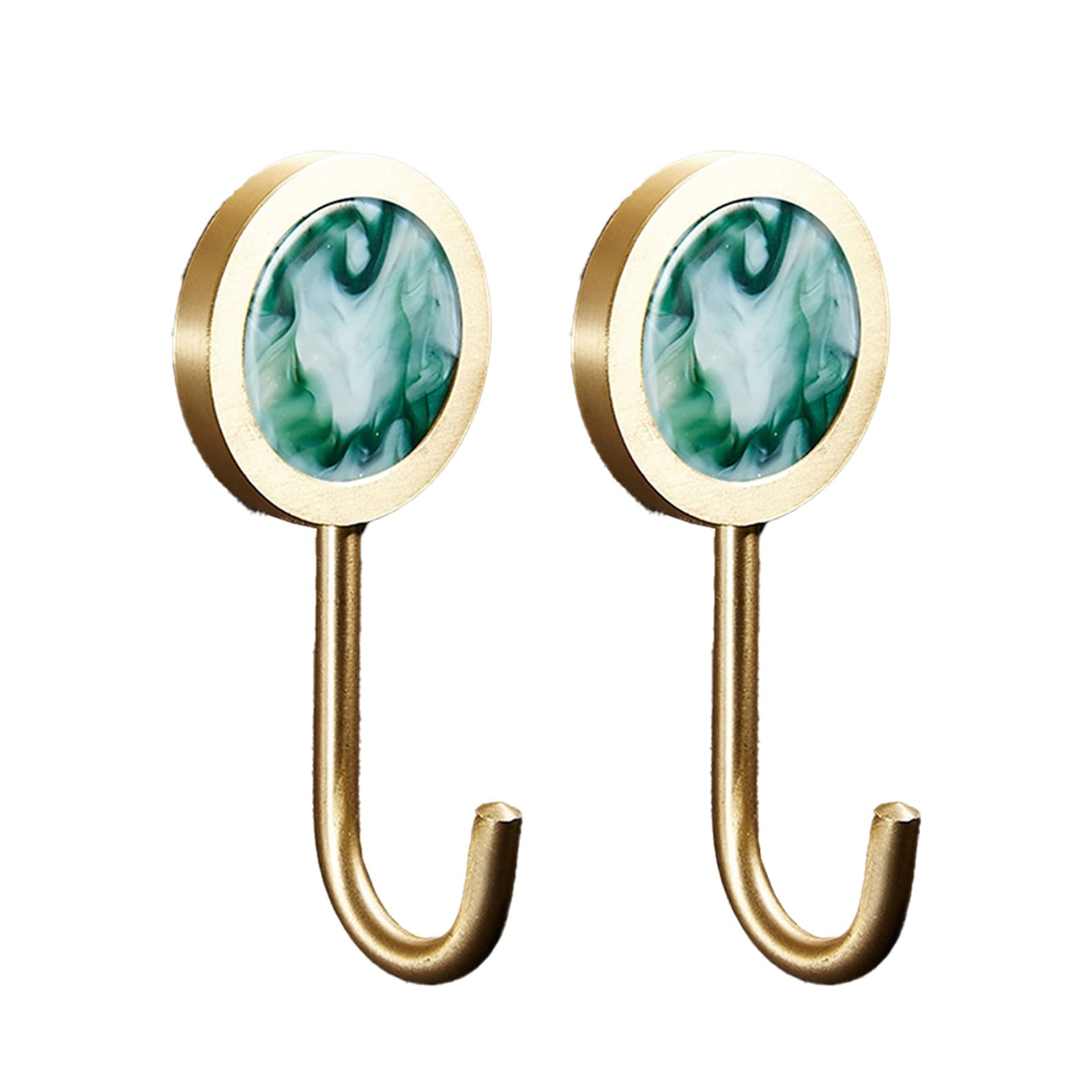 Solid Brass Decorative Wall Hooks Set of 2 - Shining Gold Fancy Coat Hooks with Mother of Pearl ...