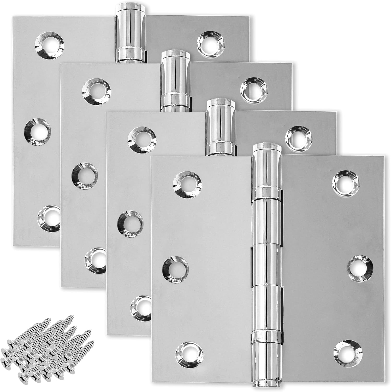 Solid Brass Door Hinge Heavy Duty Bearing Shiny Silver 3" x 3 Inch ...