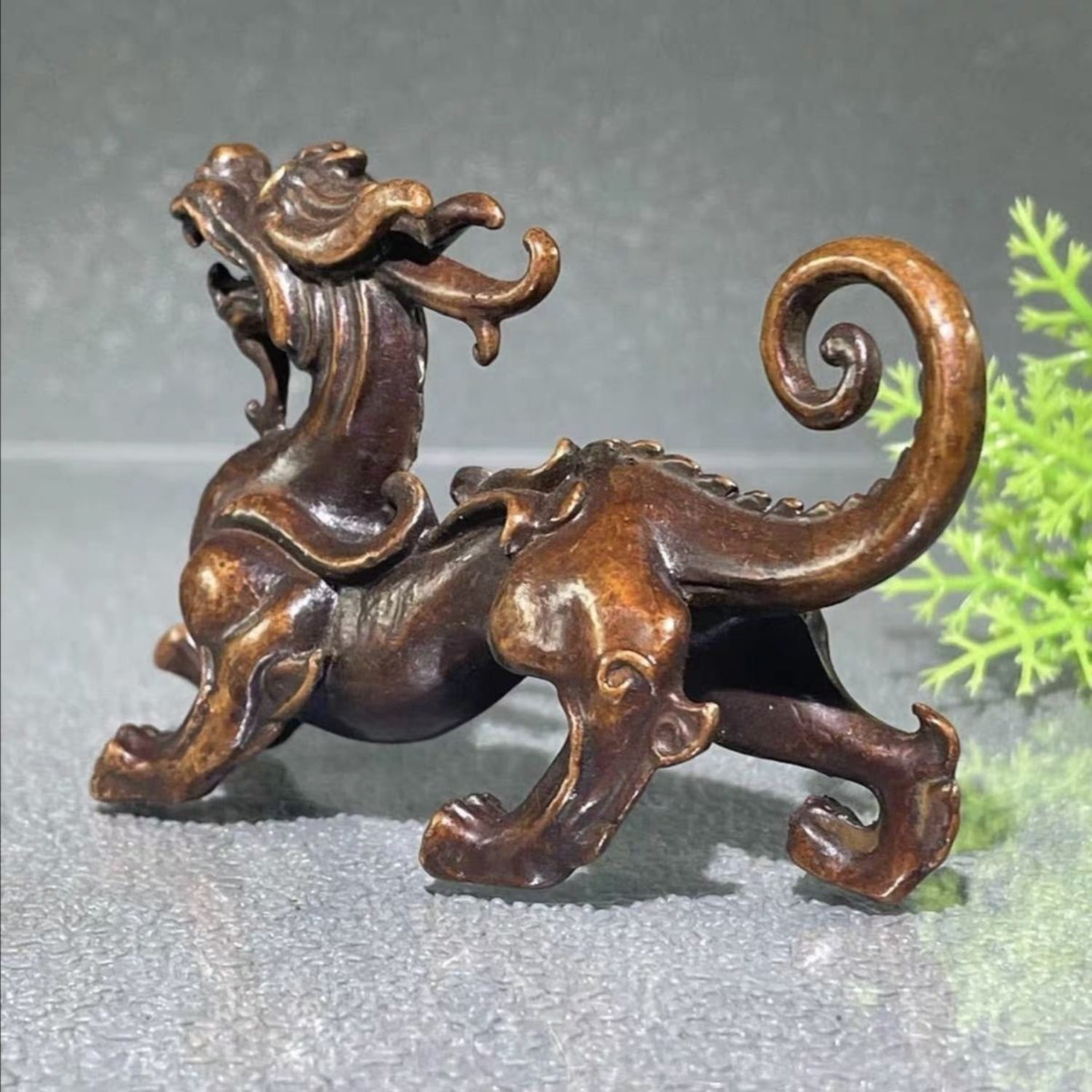 Solid Brass Dragon Pixiu Figurine Vintage Tea Pet Handheld Feng Shui ...