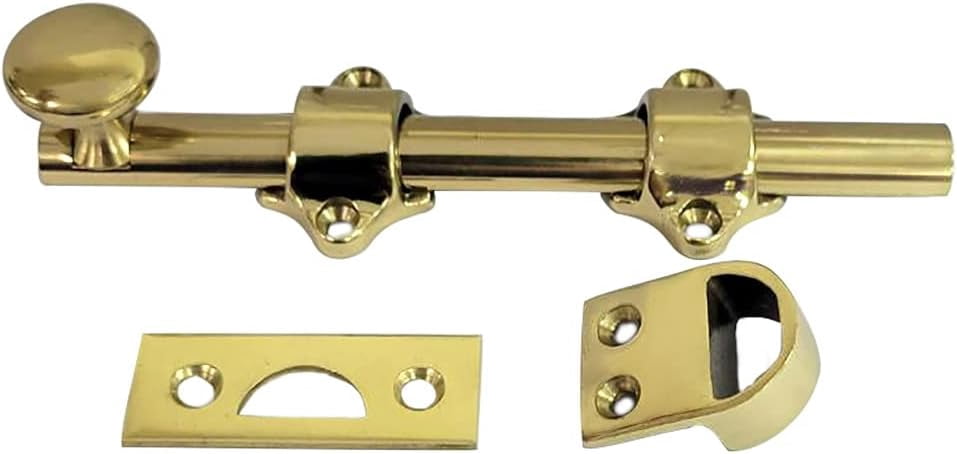 Solid Brass Dutch Door Bolt, 6", Polished Brass, 1 Pack, Made in Taiwan ...