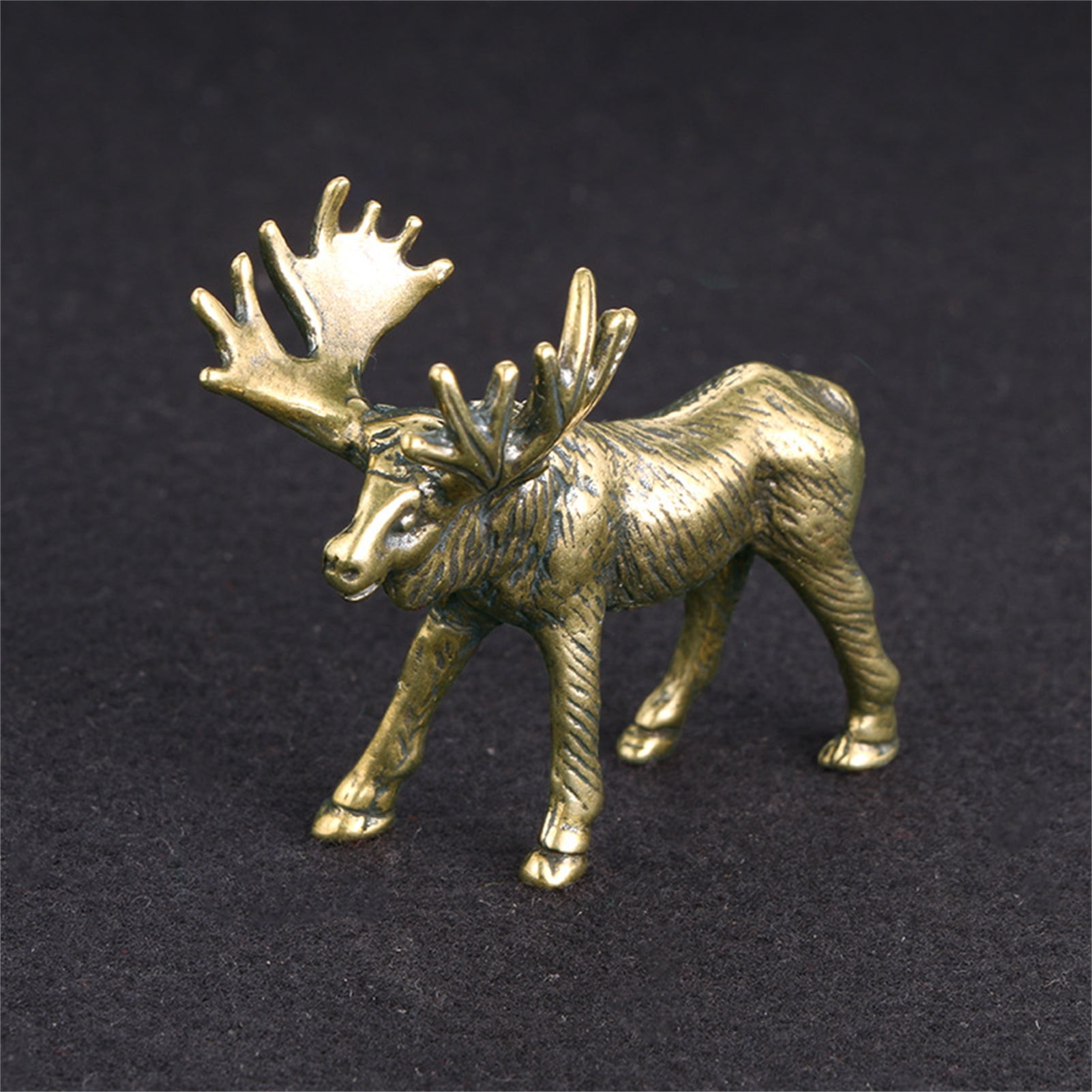 Solid Brass Elk Figurines Retro Animal Small Statue Desk Ornament Tea ...