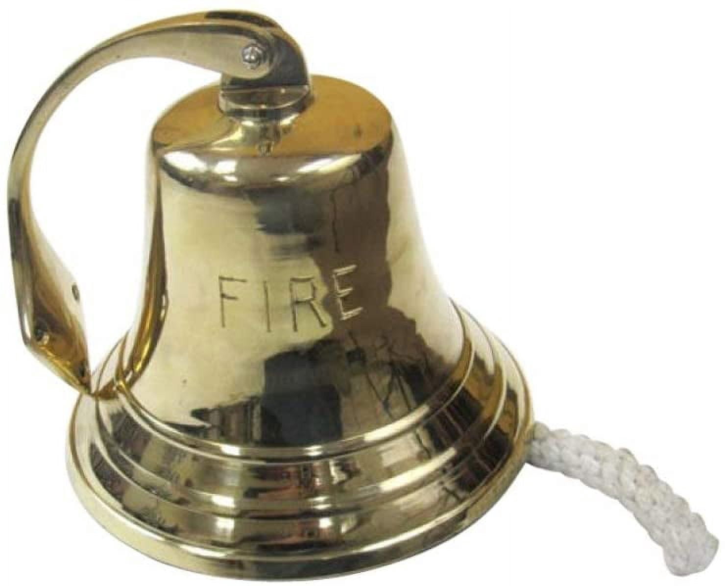 Solid Brass Heavy Bracket "FIRE" Bell - Nautical Decor - Walmart.com