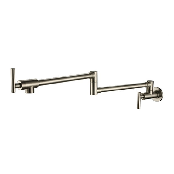 Solid Brass Kitchen Wall Mount Pot Filler Faucet Swivel Spout Brushed ...
