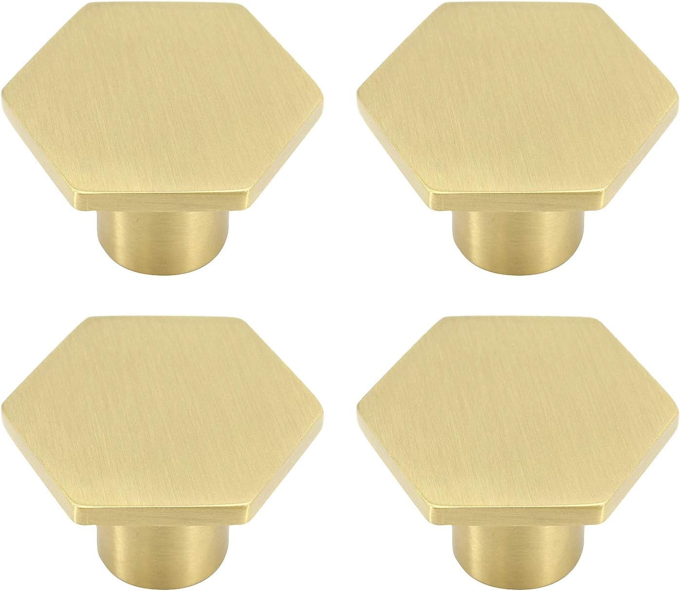 Solid Brass Knobs, Modern Hexagonal Cabinet Knob and Pulls for Kitchen, Bathroom, Living Room ...