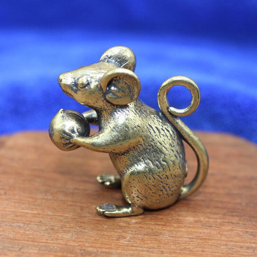 Solid Brass Mouse Figurine Statue Animal Figurines Toys Home Desktop ...