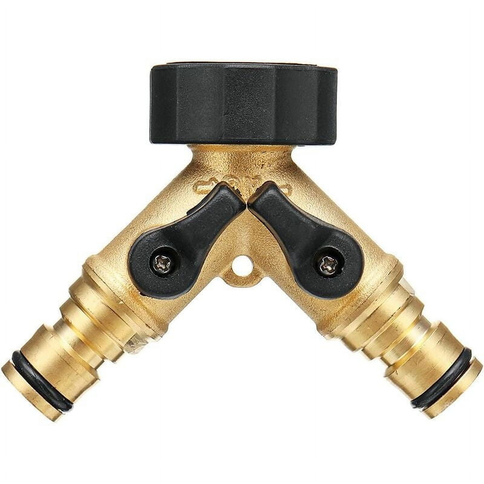 Solid Brass One-Piece Spigot Splitter, Dual Shut-Off Valve for ...