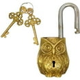 Solid Brass Owl Padlock with 2 Keys, Beautiful Fully Functional Lock ...