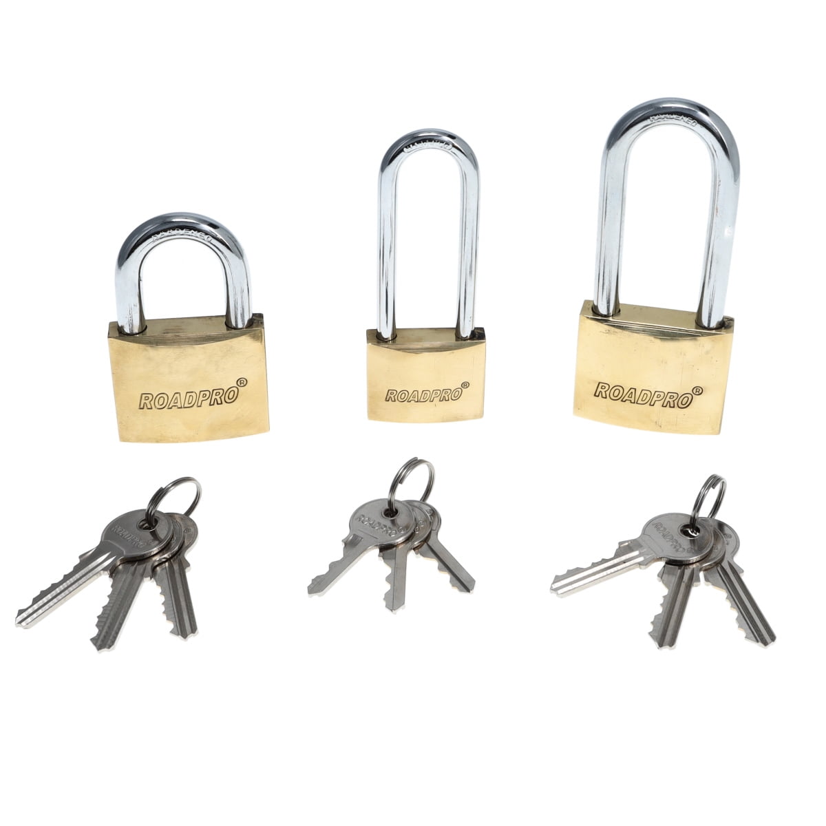 Solid Brass Padlock 3 Piece Set - Walmart.com