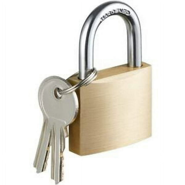 Solid Brass Padlock with Key, Pad Lock 1-1/2 in. Wide Lock Body, Fence ...