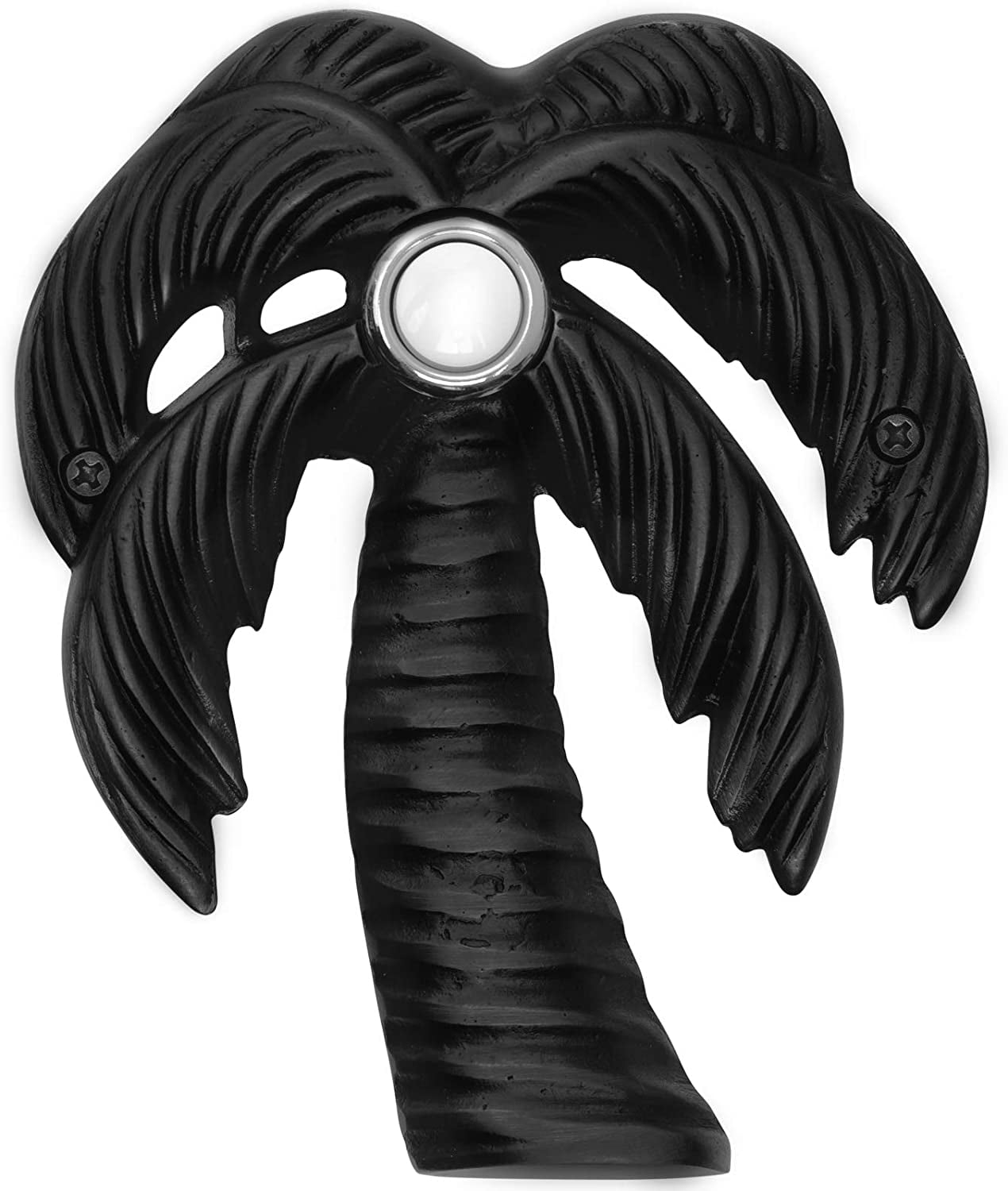 Solid Brass Palm Tree Door in Black - Wired & Illuminated Push Button ...