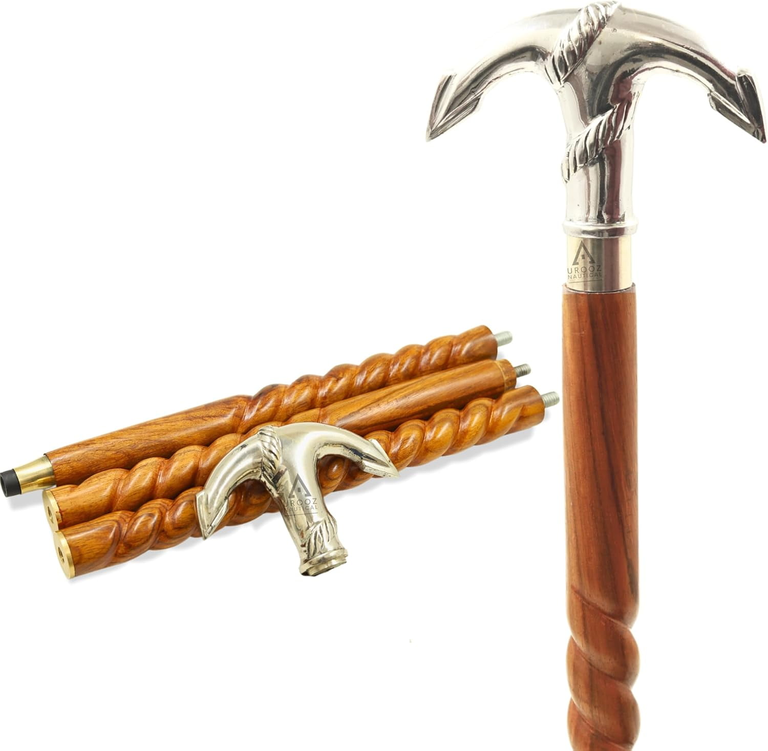 Solid Brass Royal Design Handle Cane Wooden Walking Stick Nautical Cane ...
