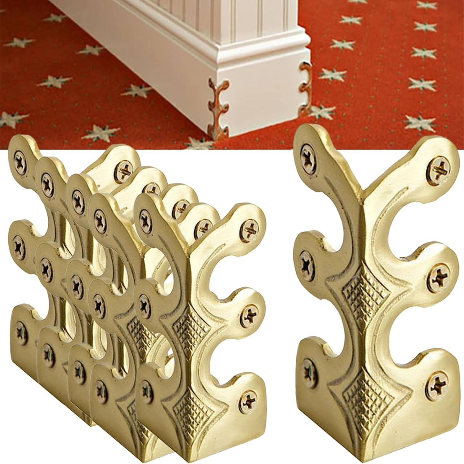 Solid Brass Skiffers Baseboard Corner Protectors: 10PCS Vintage Metal ...
