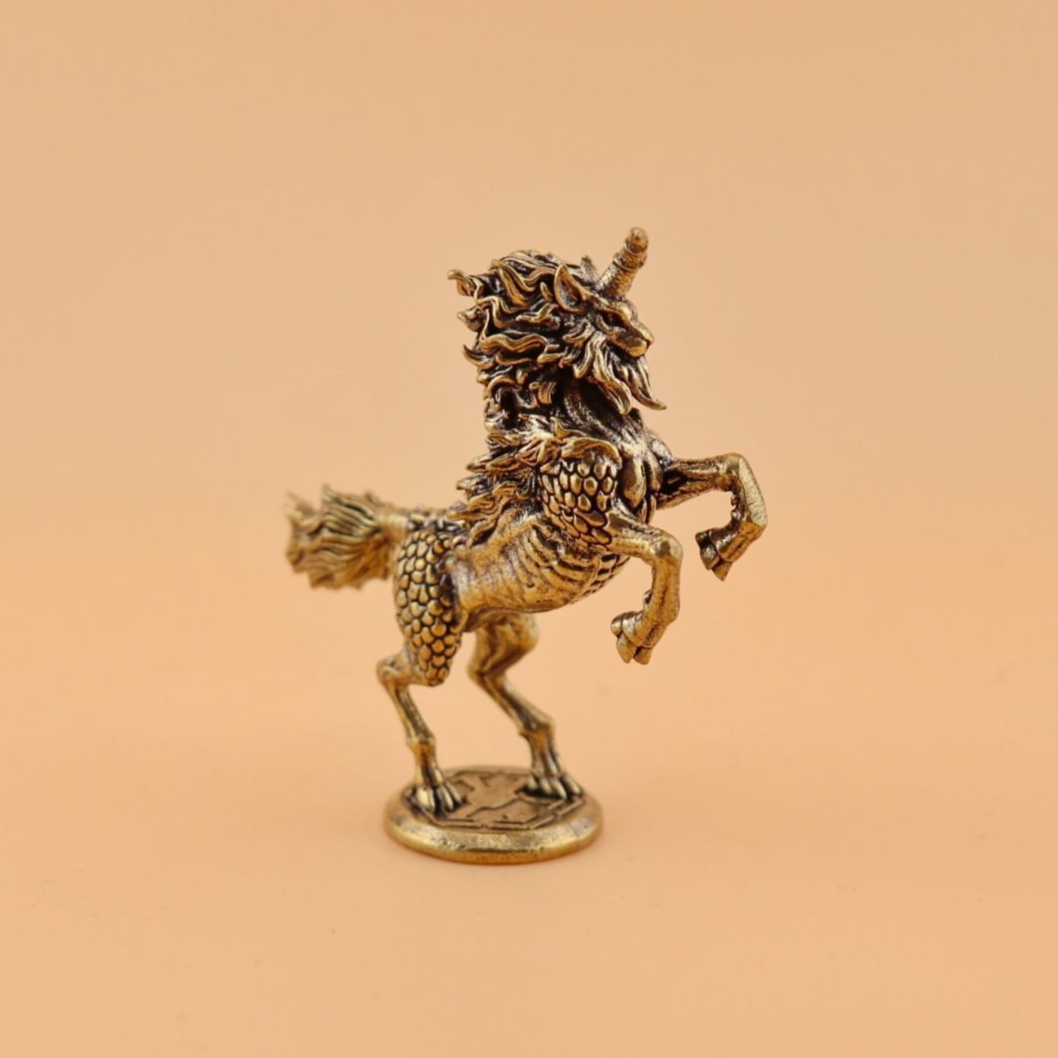 Solid Brass Unicorn Statue Mythical Creature Figurine Retro Home Decor ...