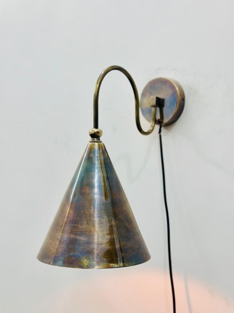 UK Lights Solid Brass Corded Electric Wall Scone Vintage Style Indoor ...