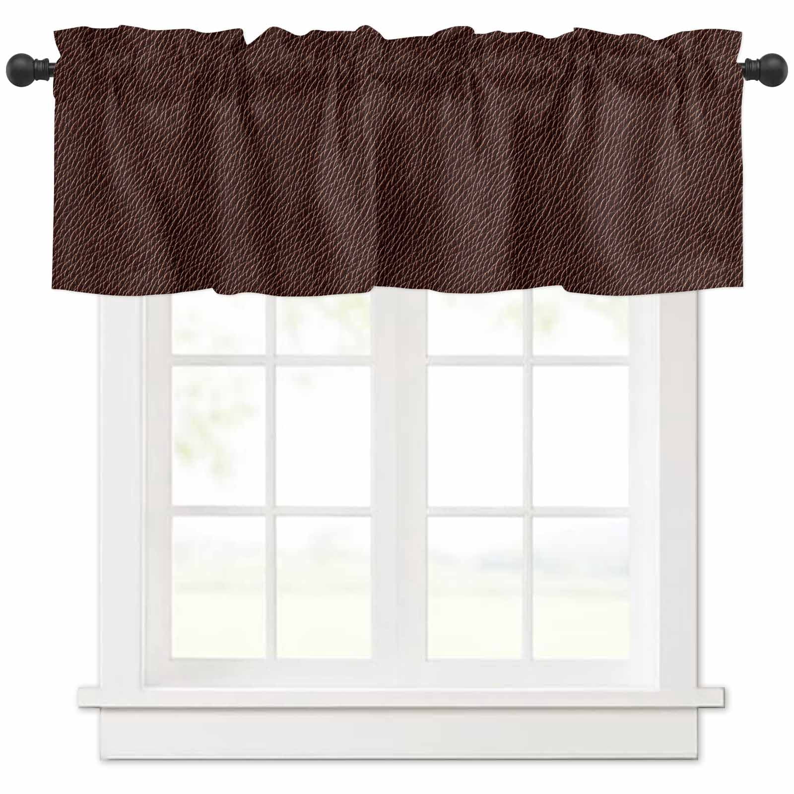 Solid Brown Valances for Windows Farmhouse Kitchen Curtains Valances ...