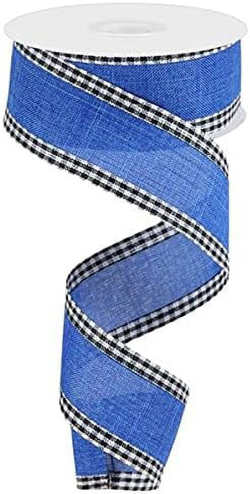 Solid Canvas Ribbon with Gingham Wired Edge - 10 Yards (Royal Blue ...