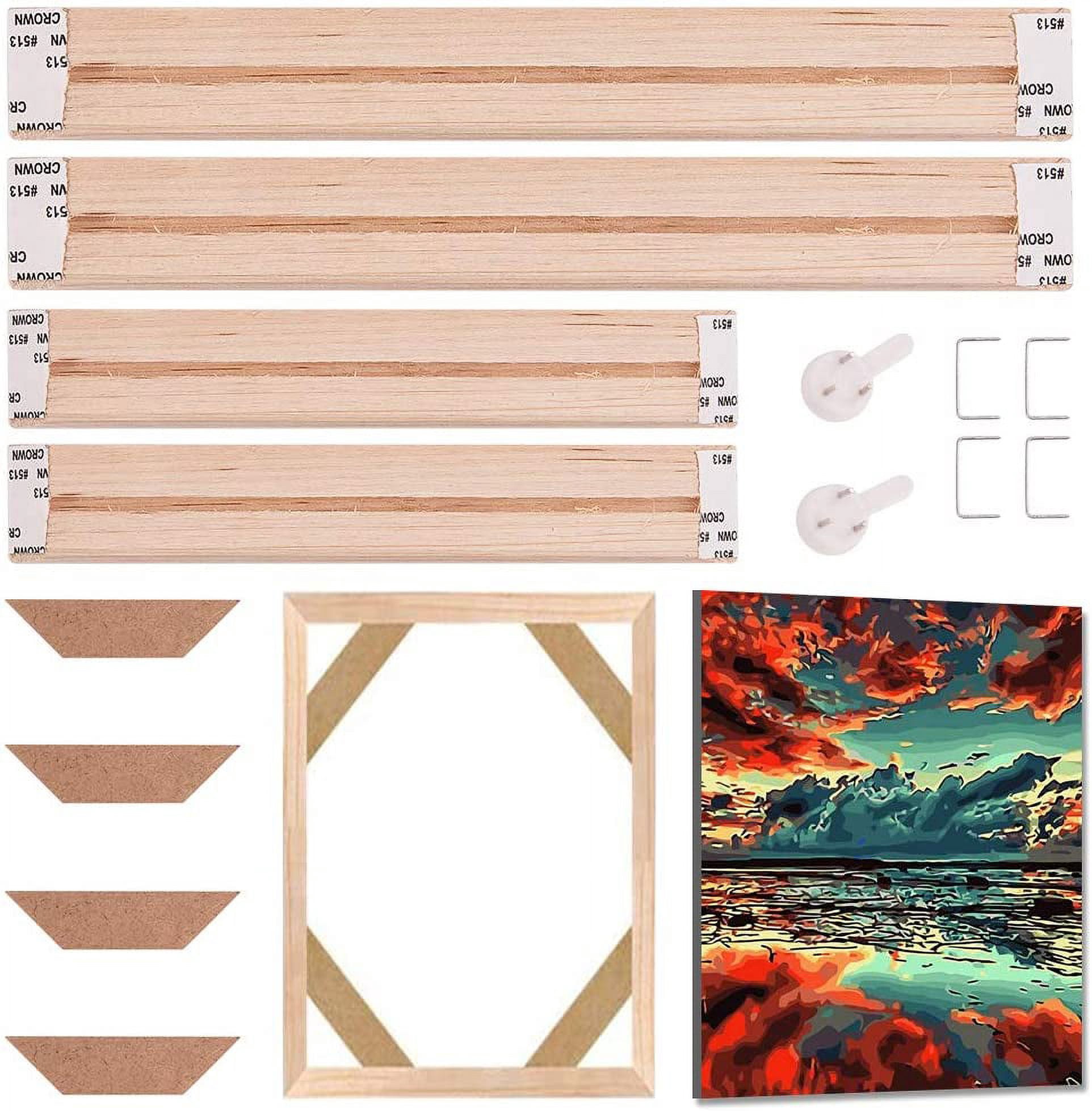 Solid Canvas Stretcher Bars Frames 12 x 8 DIY Wooden Frame Kit Premium ...