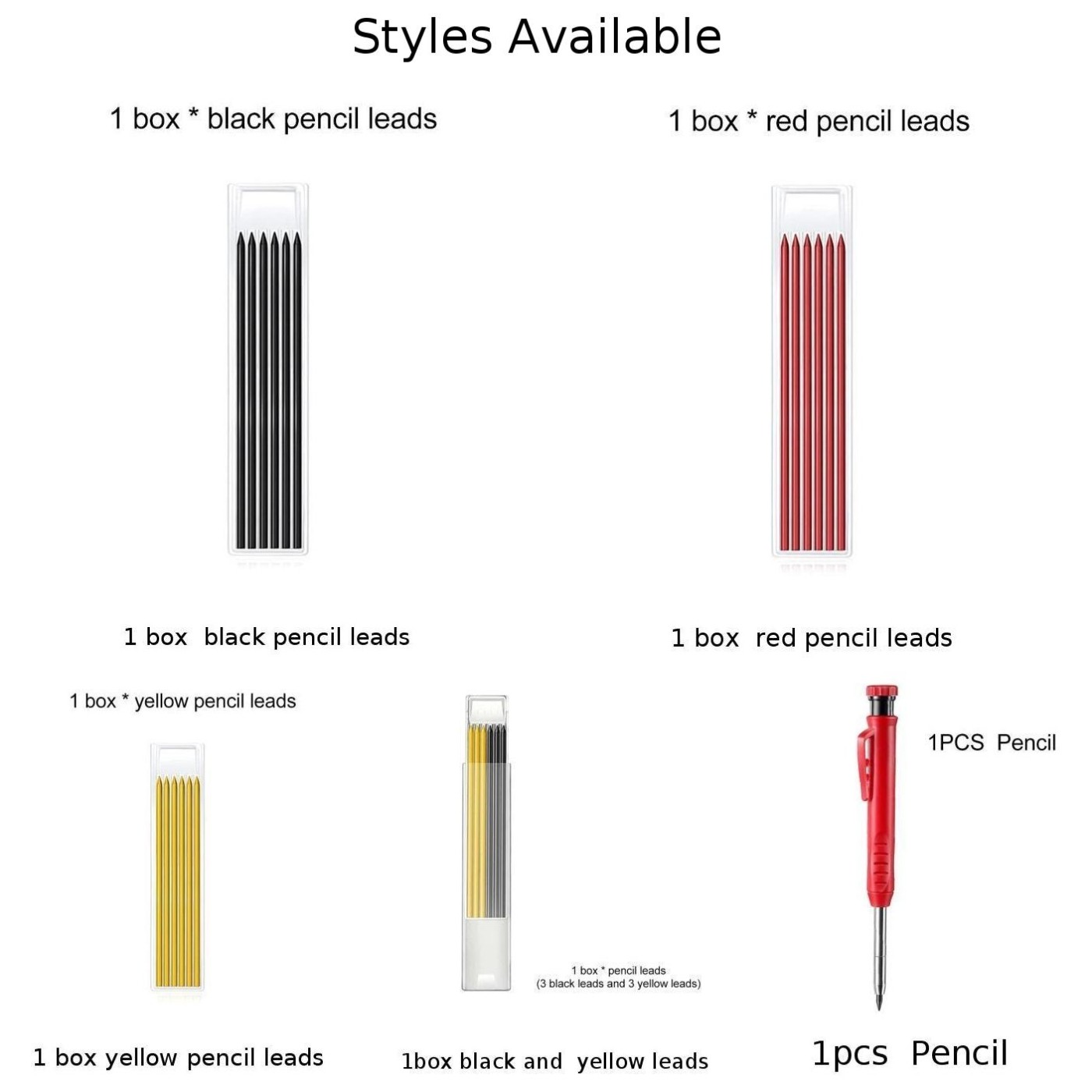 Solid Carpenter Pencil Set With Built-In Sharpener Deep Hole Mechanical ...