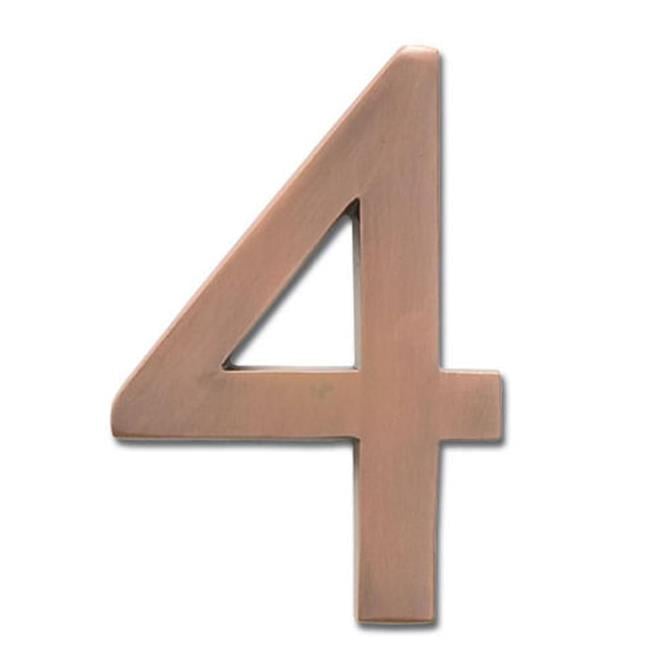 Solid Cast Brass 5 in. Antique Copper Floating House Number 4 - Walmart.com