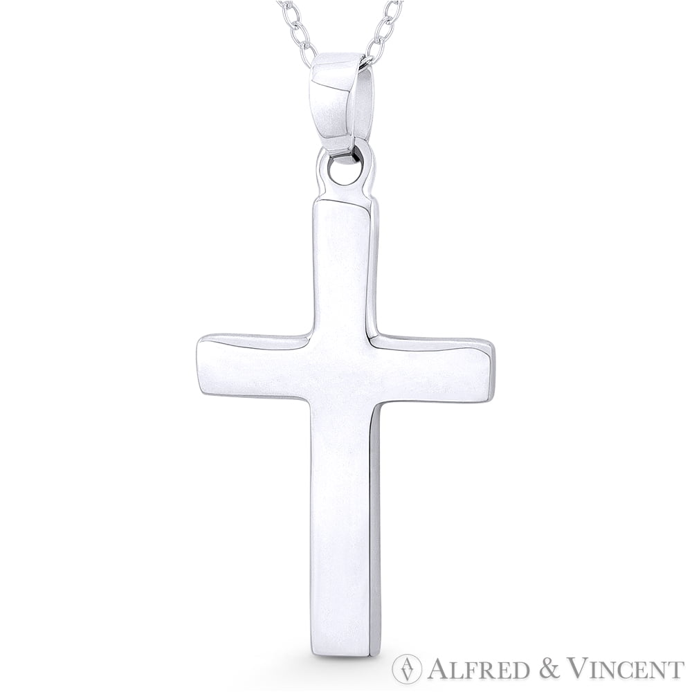 Solid-Cast Latin Cross Christian Crucifix Pendant w/ Chain Necklace in ...