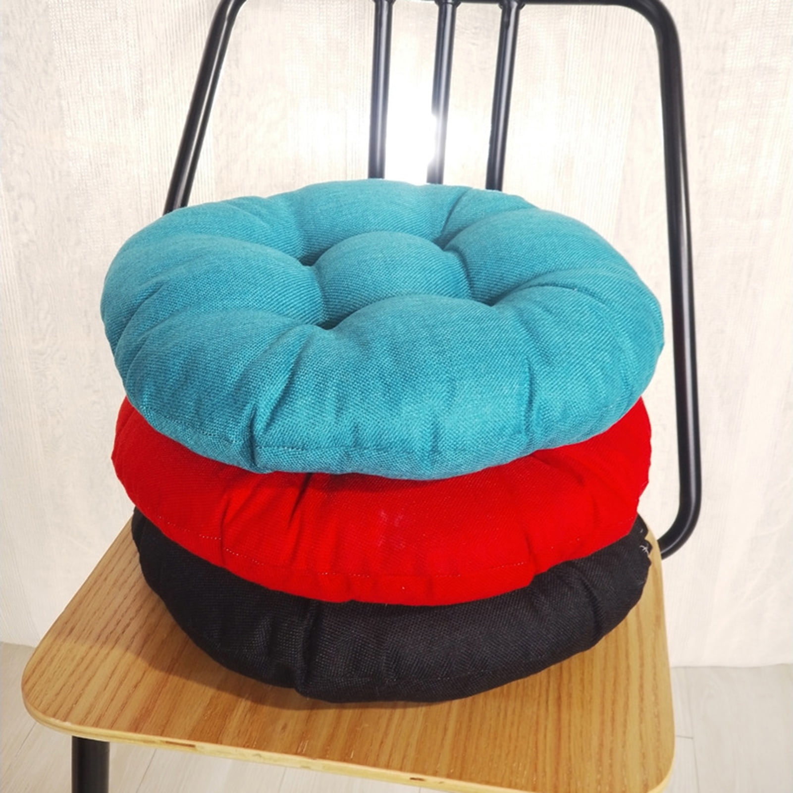 Solid Chair Pad Super Soft Thick Washable Round Seat Cushion for ...