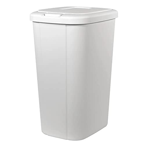 Solid Color 13.3 Gal Touch Top Plastic Trash Can, Spring Loaded Lid ...
