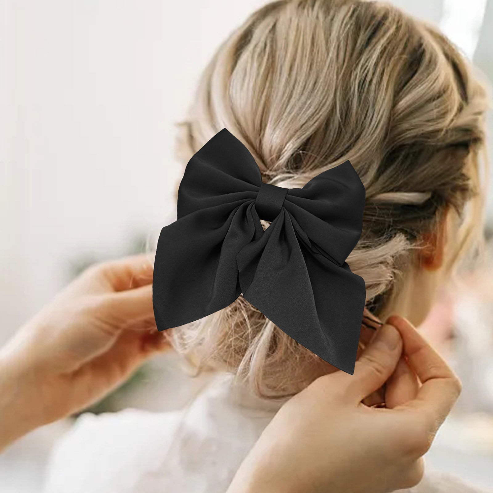 Solid Color Bow Bill Clip Hair Card Female Hair Net Red Candy Color ...