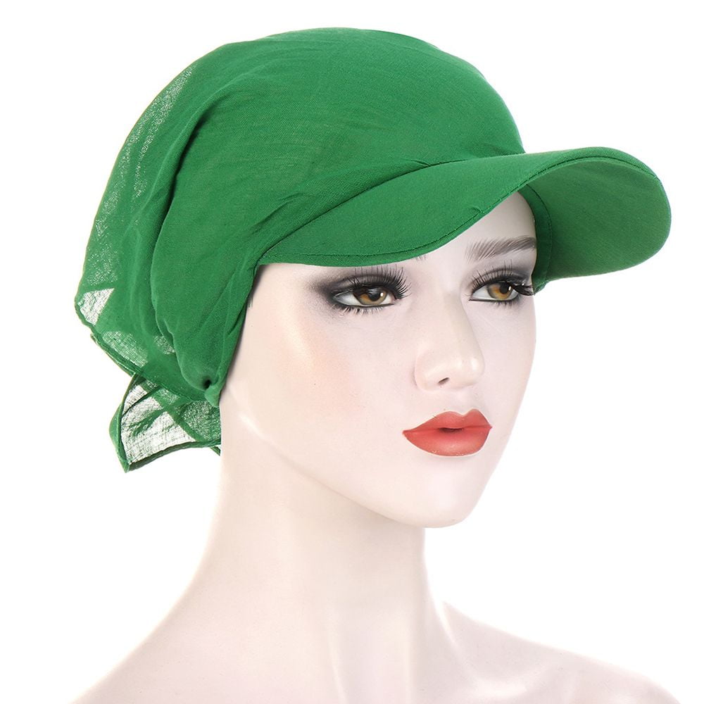 Solid Color Brim Sunshade Hats Outdoor Head Scarf Sun Hat Muslim Hijab ...