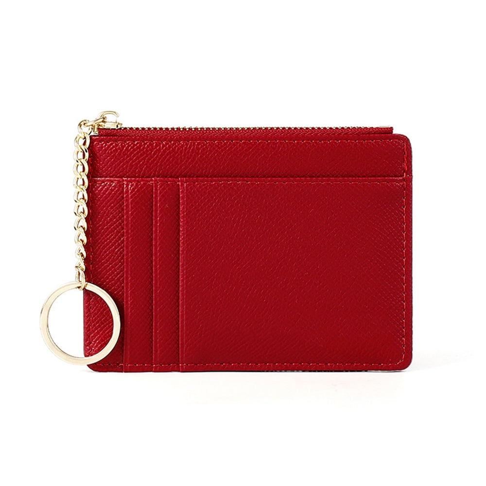 Solid Color Card Case, Mini Keychain, Small Wallet - red - Walmart.com