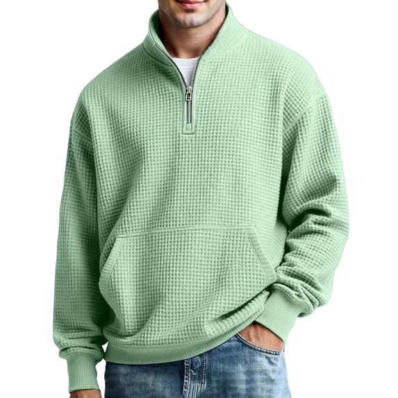 Solid Color Casual Half Zip Hoodless Sweatshirt Pullover Long Sleeve ...