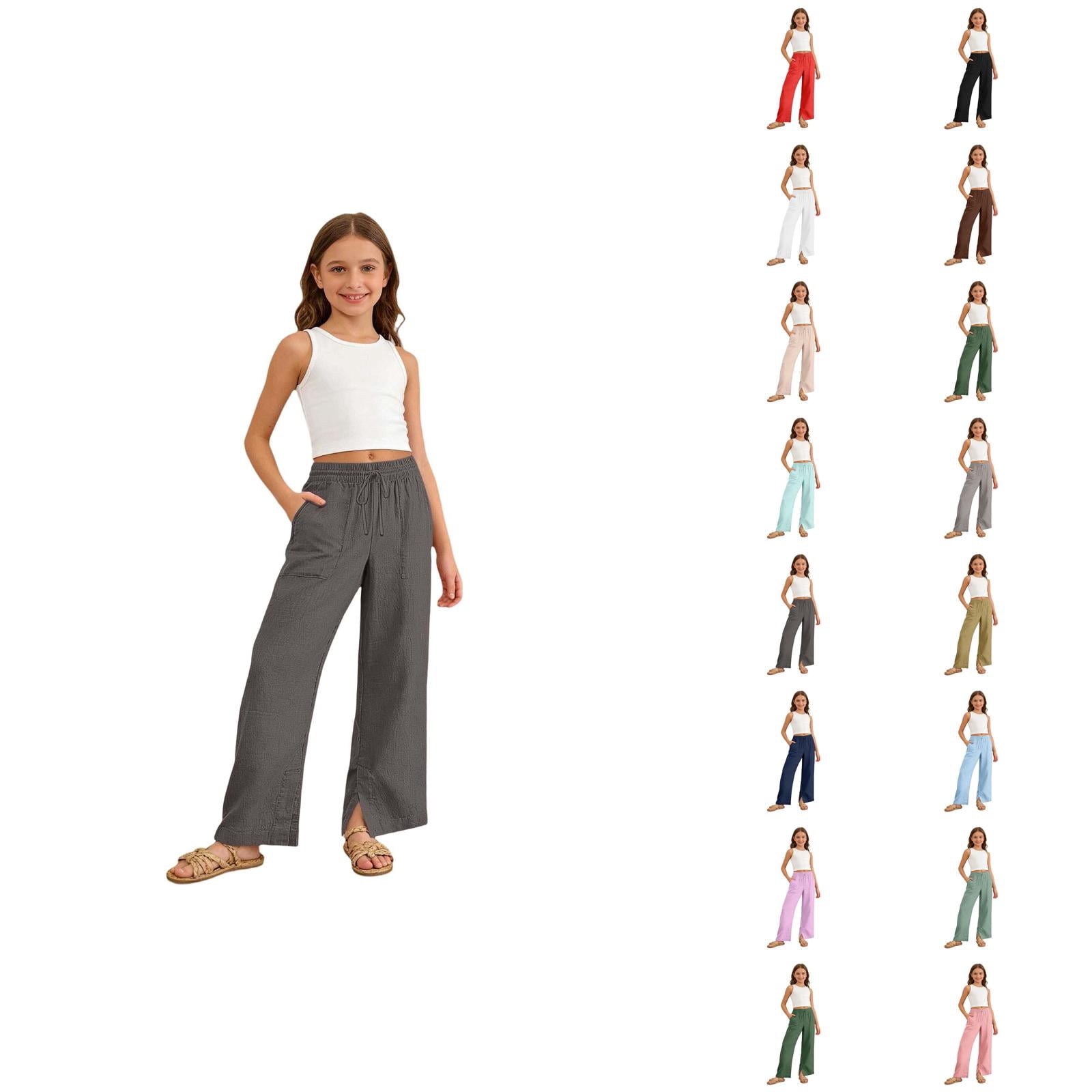 Solid Color Casual Pants For Girls Soft Everyday Comfort Fit Easy Care ...