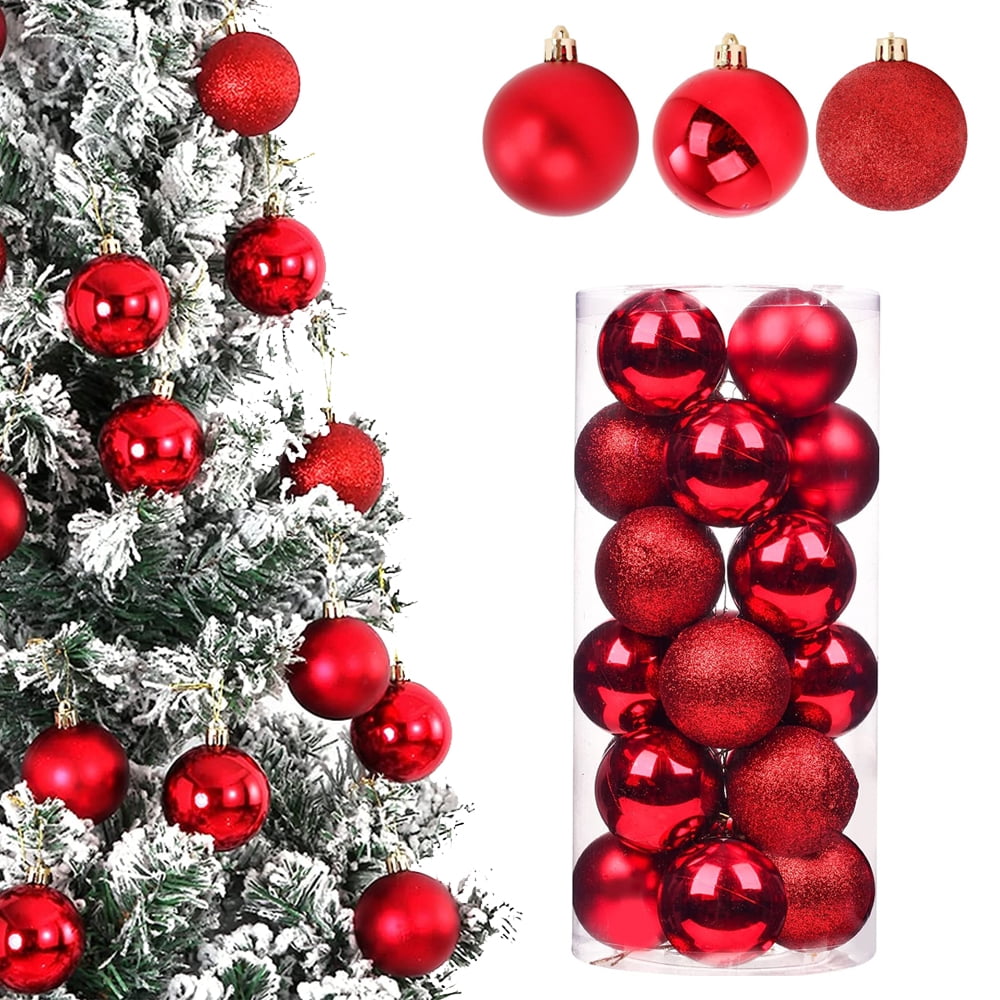 Solid Color Christmas Ornaments,Shiny Matte Glitter Mixed Shatterproof ...