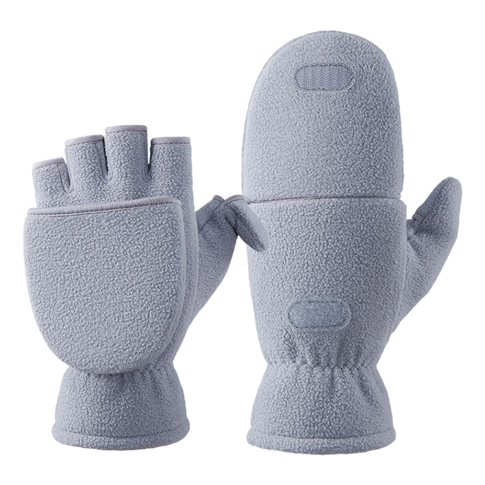 Solid Color Convertible Flip Top Mittens Winter Windproof Polar ...