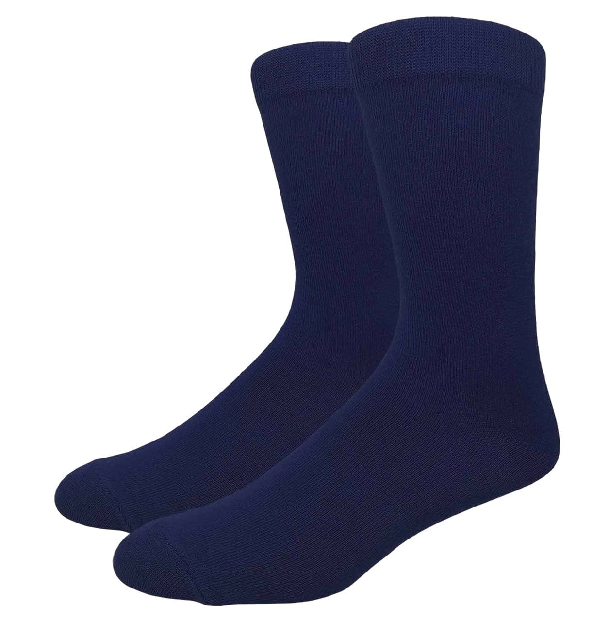 Durable Solid Color Crew Cotton Dress Socks - Navy Blue for Men and ...