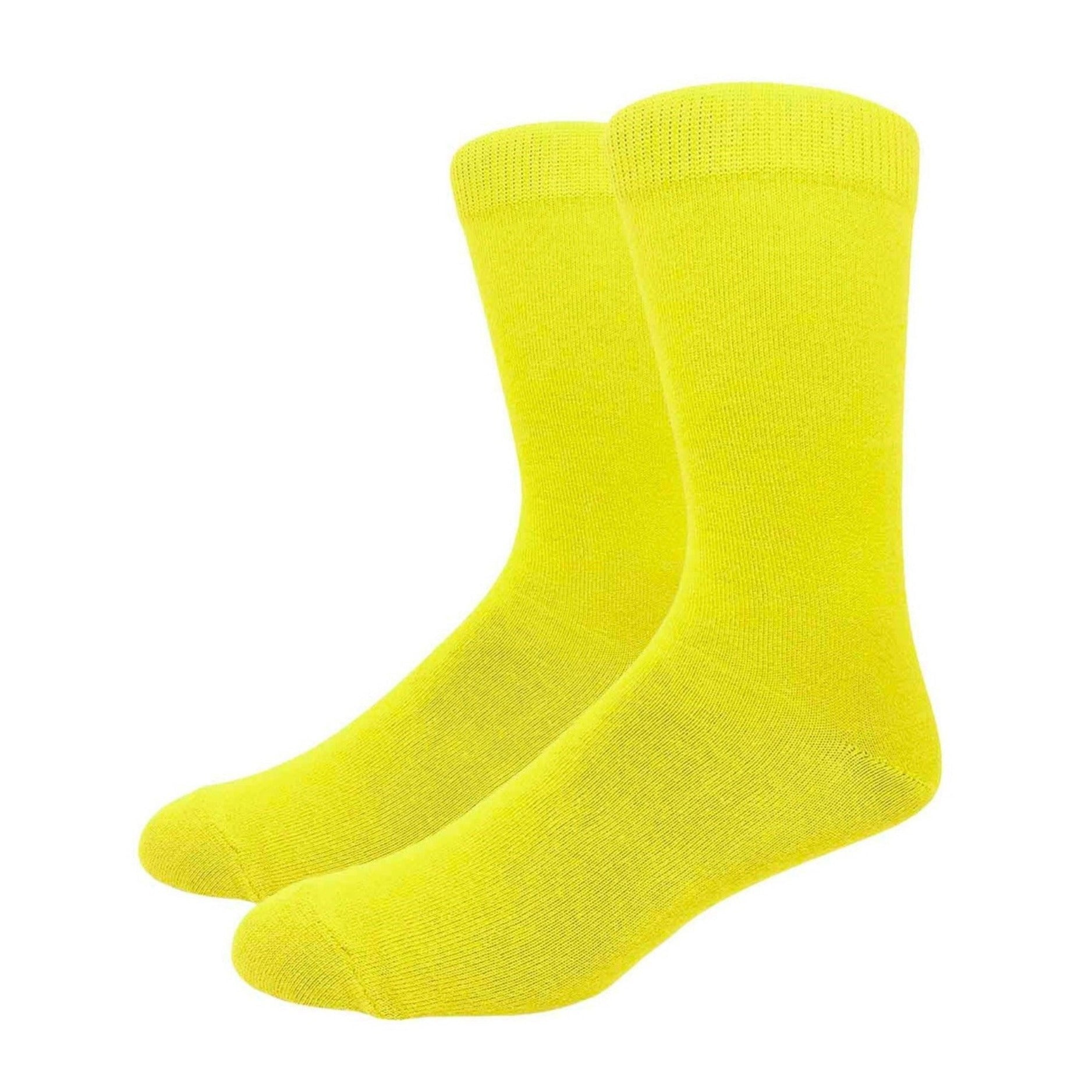Solid Color Crew Cotton Dress Socks - Yellow - Walmart.com