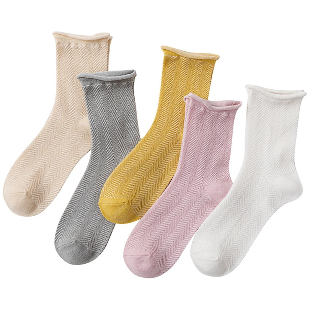 Solid Color Crew Socks: 10 Pairs Thin Mesh Cotton Socks Summer Socks ...