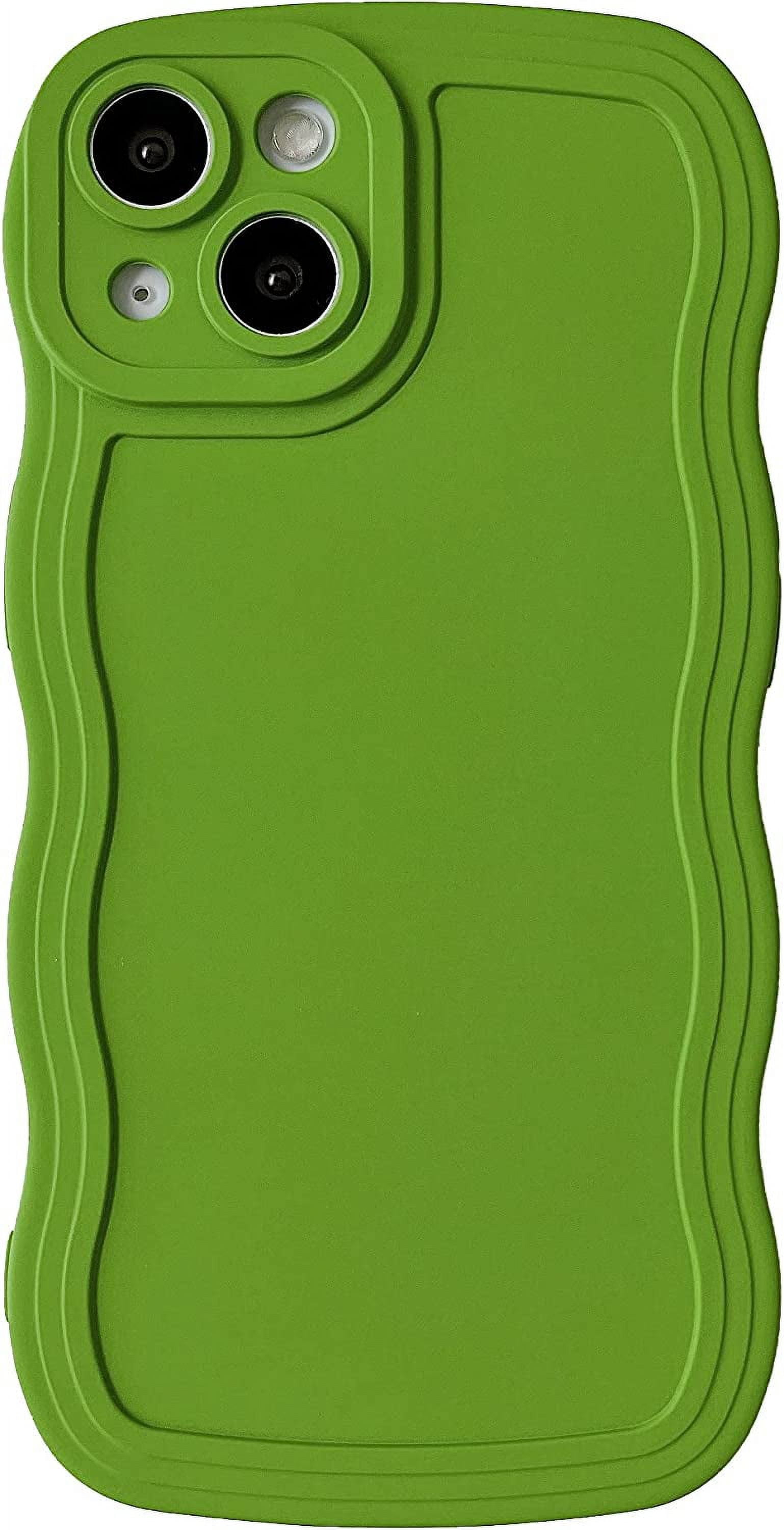 Solid Color Curly Wave Frame Soft Compatible with iPhone Case (Green ...