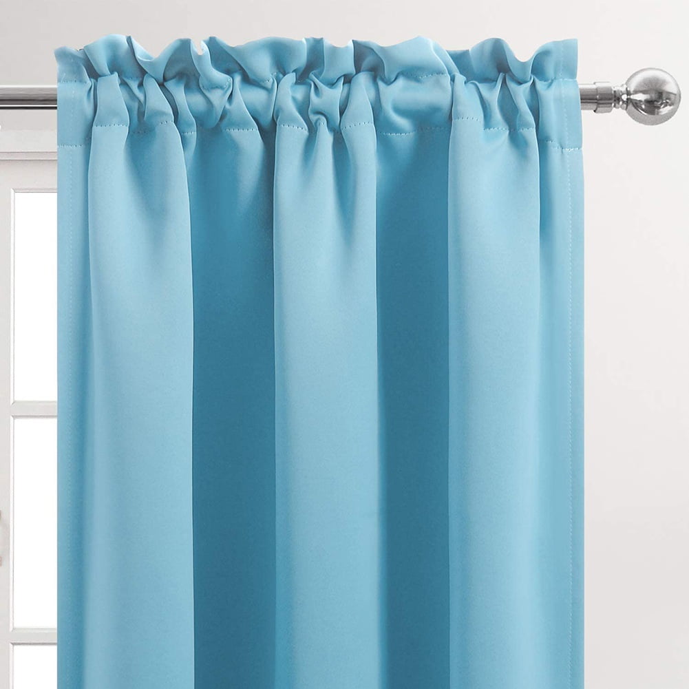 Solid Color Curtains Rod Pocket Panels 42" x 54" Blue - Walmart.com