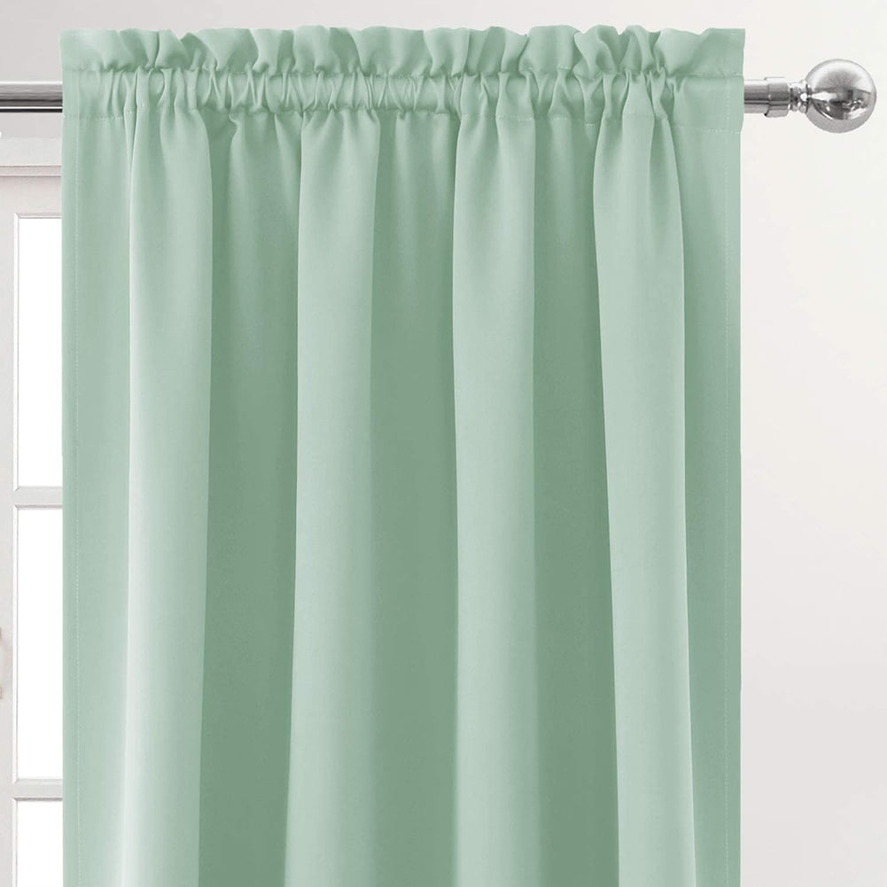 Solid Color Curtains Rod Pocket Panels 42" x 72" Green - Walmart.com