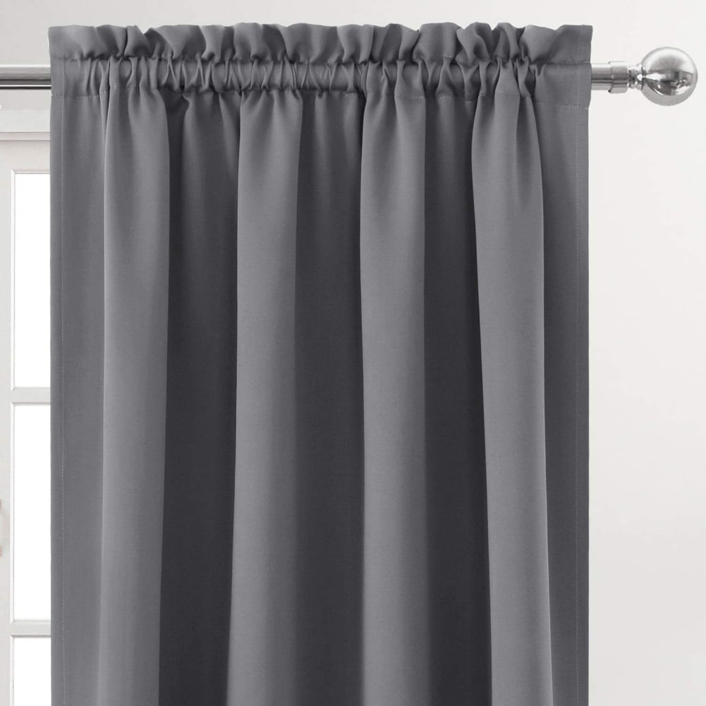 Solid Color Curtains Rod Pocket Panels 42" x 84" Gray - Walmart.com