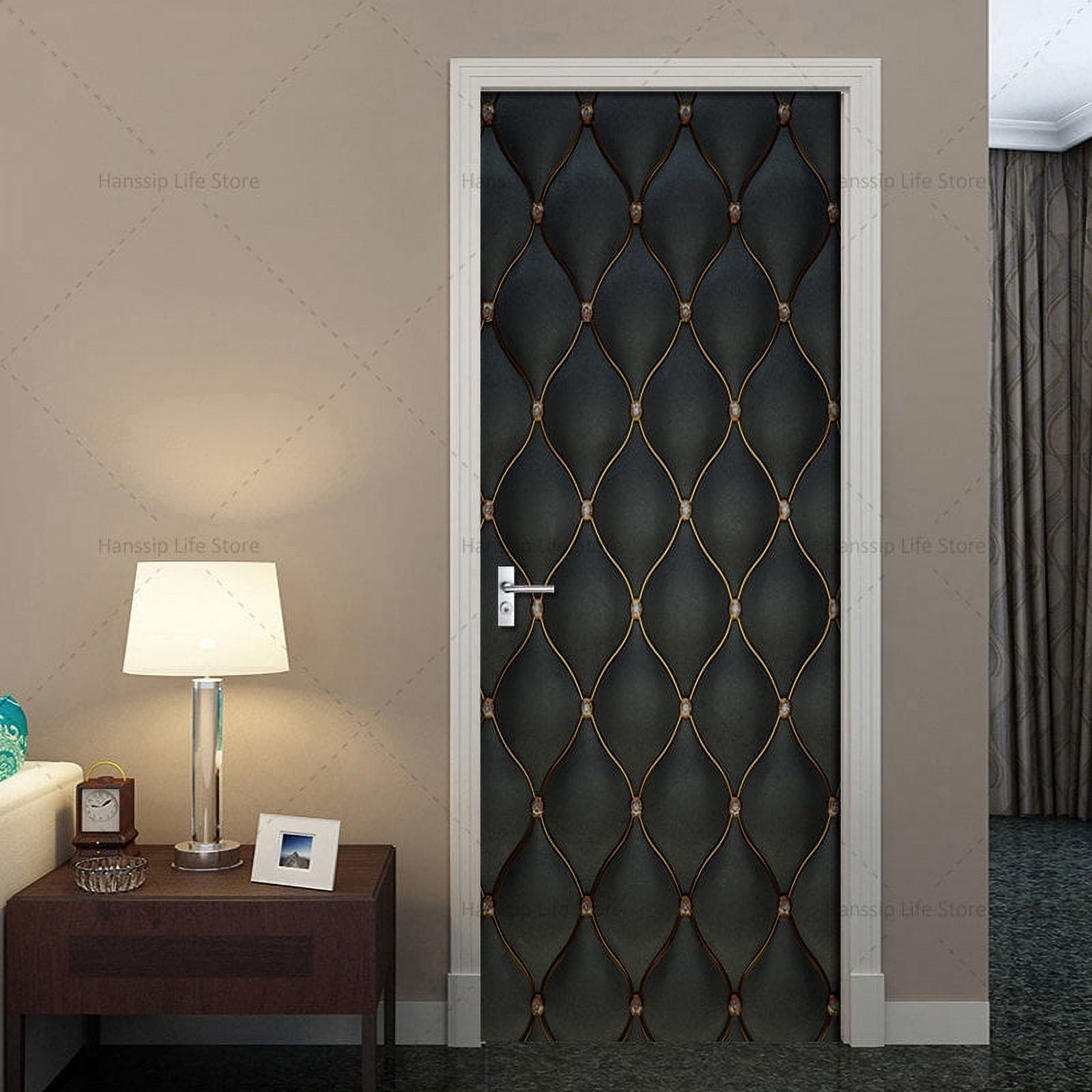 Solid Color Door Sticker Wood Style Wrap Full Door Vinyl PVC Waterproof ...