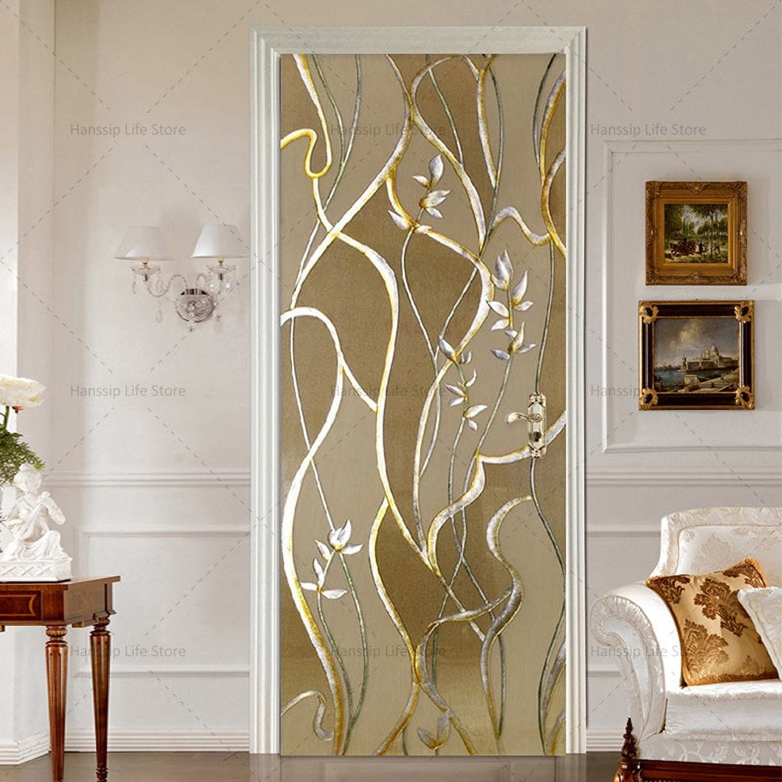 Solid Color Door Sticker Wood Style Wrap Full Door Vinyl PVC Waterproof ...