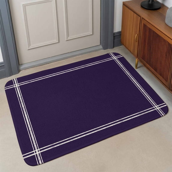 Solid Color Front Door Mat Indoor Entrance, Dark Purple Absorbent Dirt ...