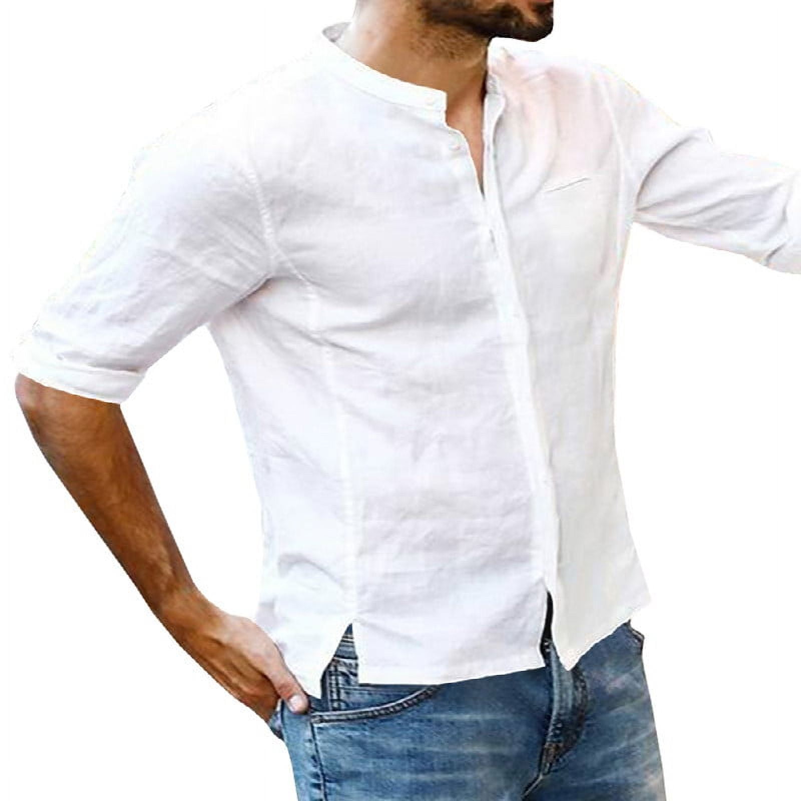 Solid Color Half Sleeve Tie Button Men's Shirt - Walmart.com