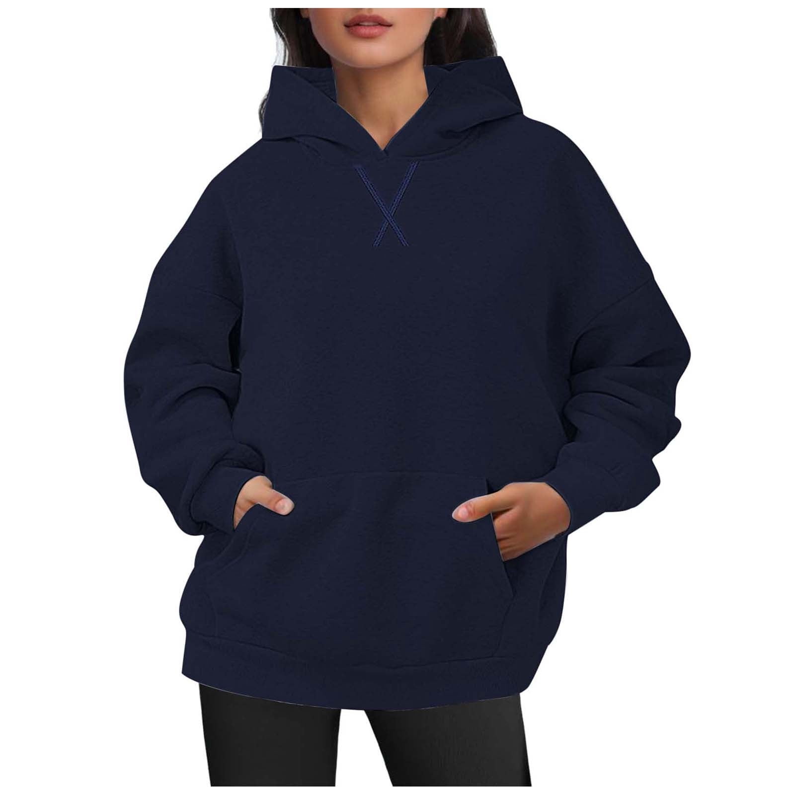 Solid Color Hoodie Women Loose Fit Soft White Hoodie for Women Workout ...