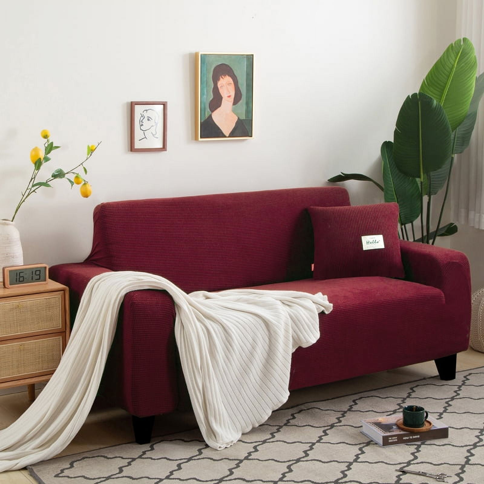 Solid Color Jacquard Thick Sofa Protector Elastic Sofa Covers for ...